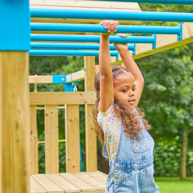 Skywood Play Tower, SkyLine Cargo Net, Swing, Monkey Bars, SkyBridge ...